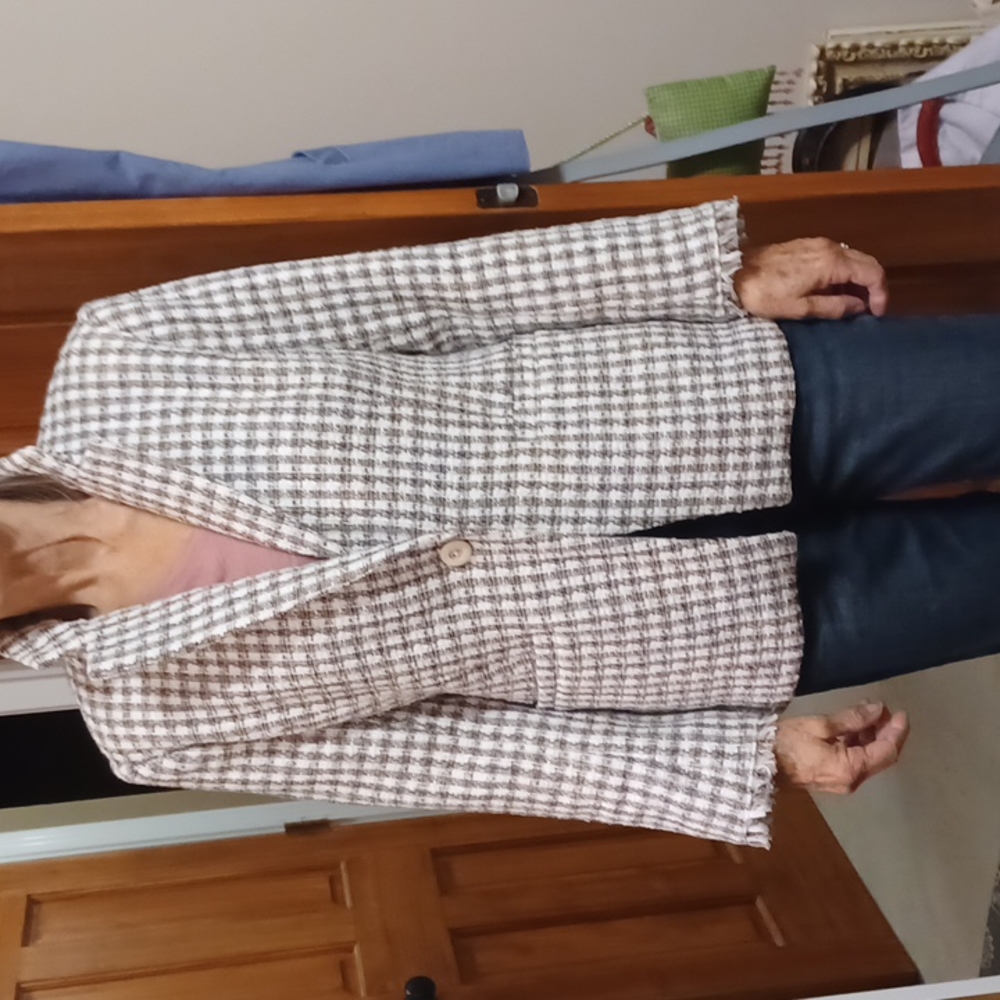 Fully Lined Blazer, Tweed Pattern - Gem